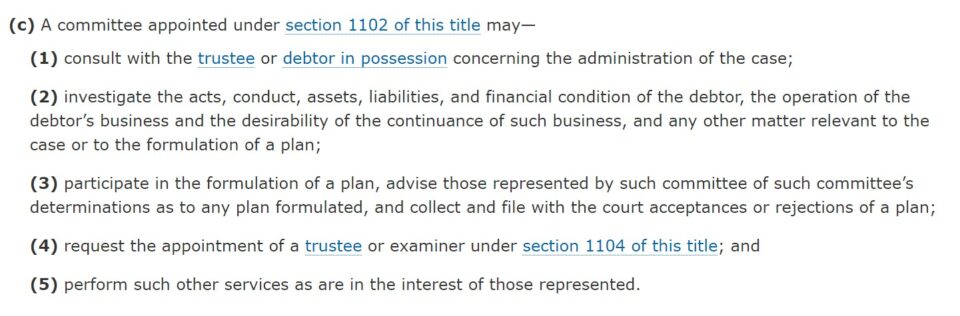 Creditor Committees | Official Committee of Unsecured Creditors