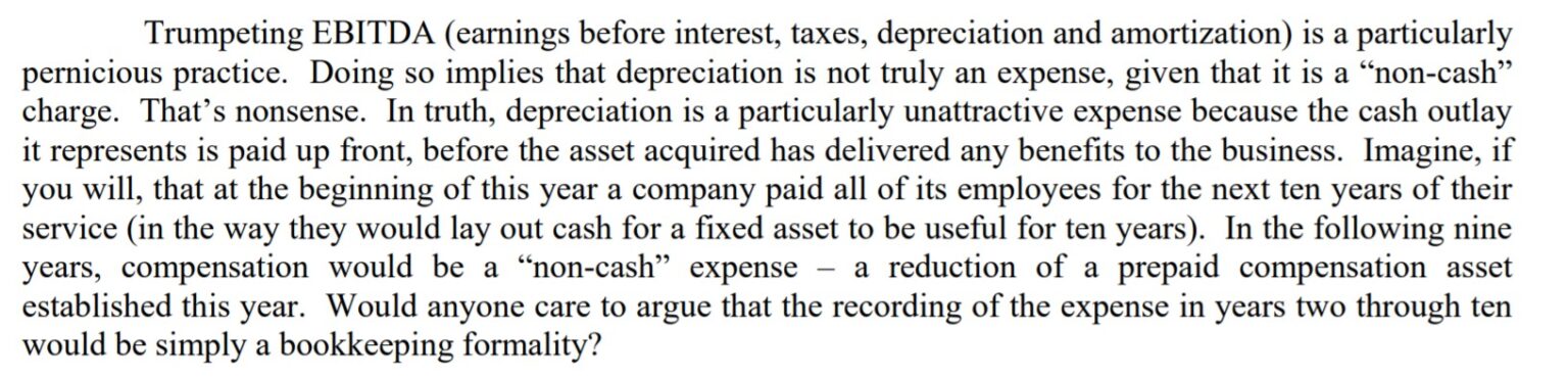 Warren Buffett on EBITDA | Quote + Criticism Examples