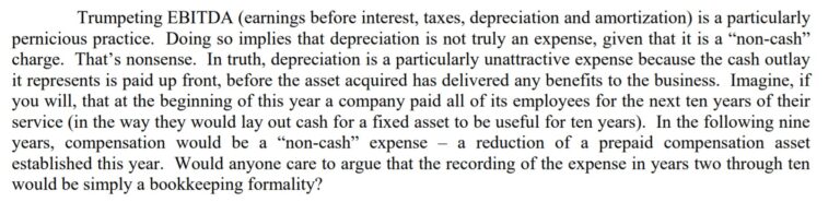 Warren Buffett on EBITDA | Quote + Criticism Examples
