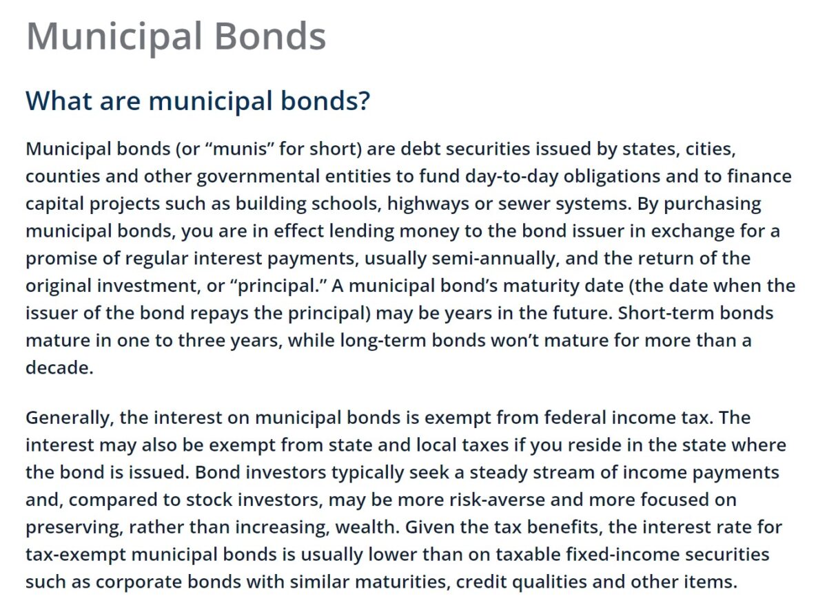 Municipal Bonds (Munis) | Definition + Examples