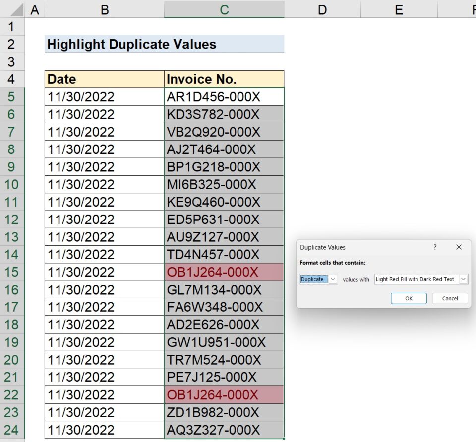 Highlight Duplicate Values in Excel | Shortcut + Examples