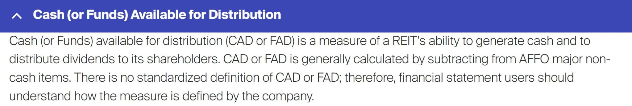 Cash Available for Distribution (CAD) | Formula + Calculator