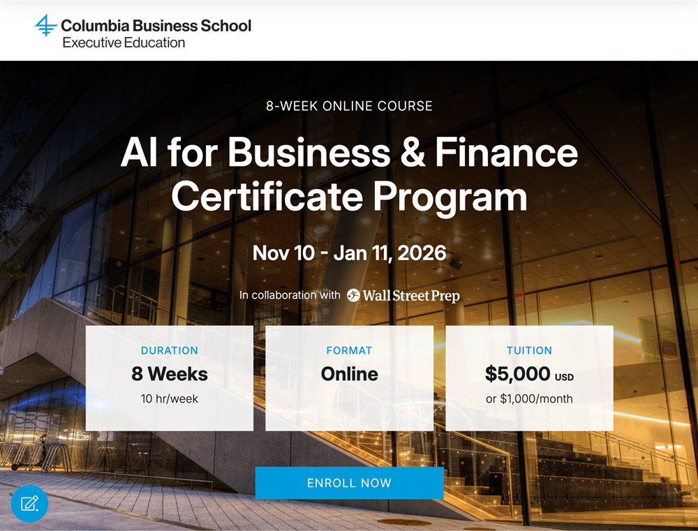 Best AI Courses for Finance & Business Professionals (2025)
